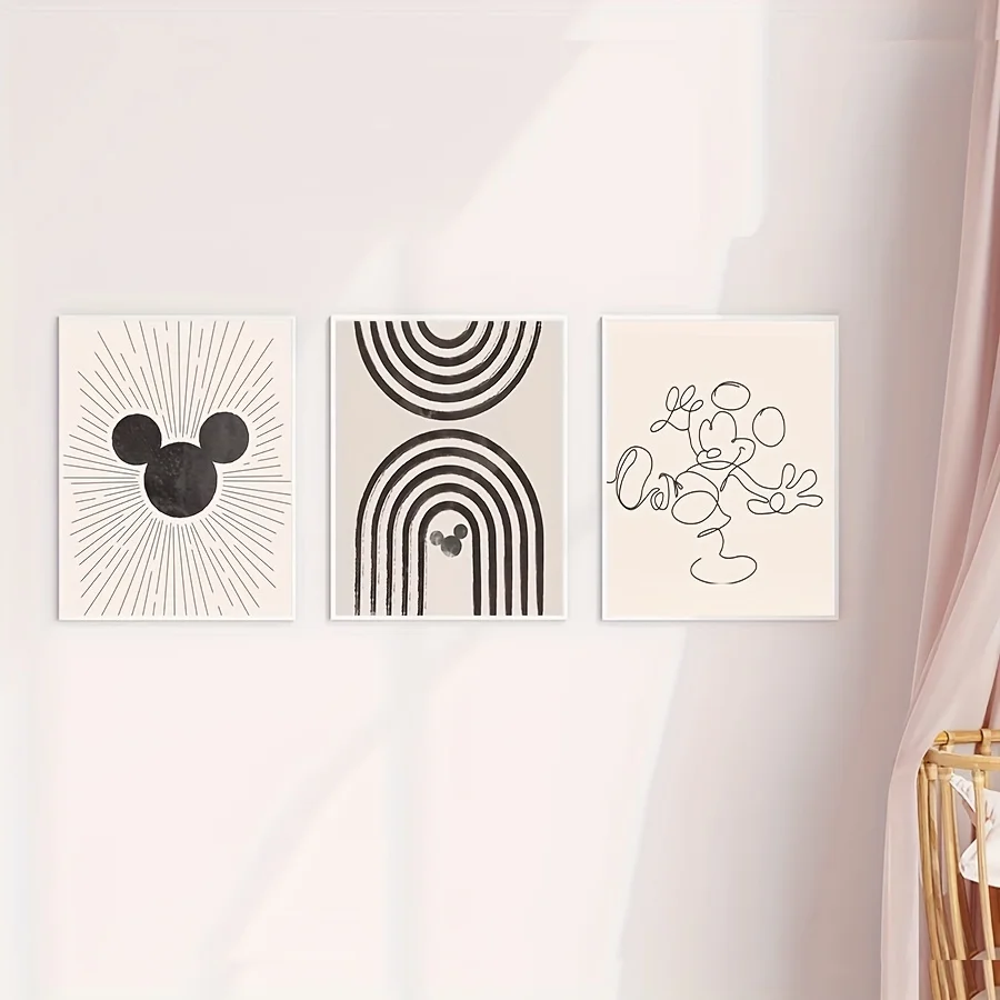 Mickey-Mouse-Art-Print-Minimalist-Mid-Century-Modern-Posters-Black ...