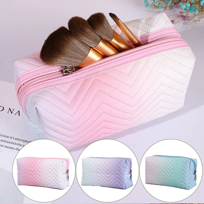 1-Pc-Gradient-ColorCosmetic-Bag-for-Women-Zipper-Pu-Leather-Makeup-Bag ...