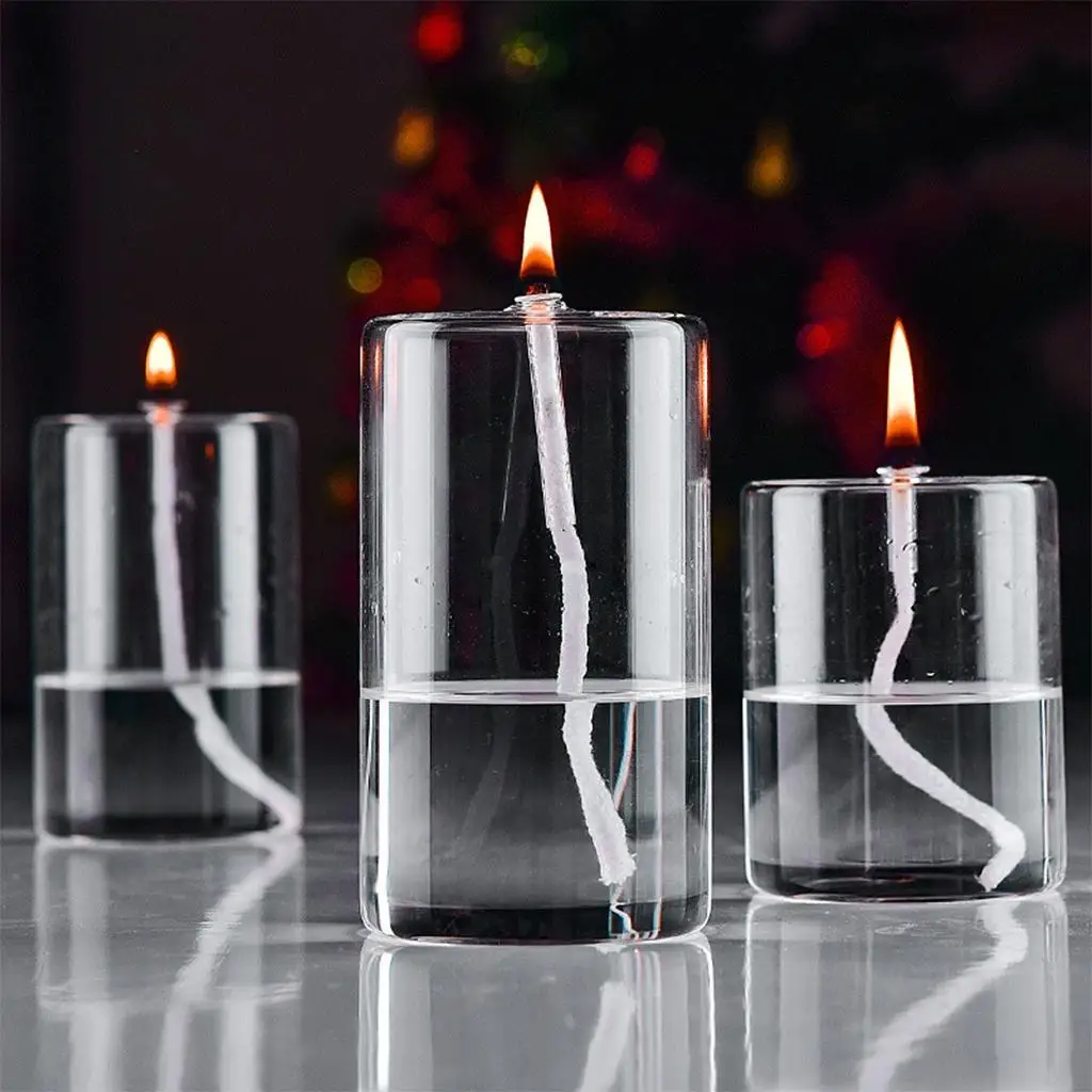 Refillable Glass Oil Candle Oil Lamp for Bedroom Wedding Dining Party ...