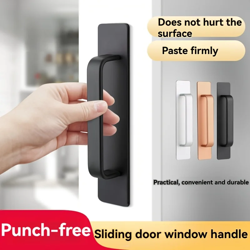 2 Pcs Golden Aluminum Door Handles For Push-Pull Doors Without Drilling ...