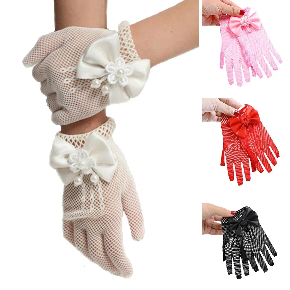 Girls-Mesh-Bow-Lace-Gloves-Children-s-Mittens-Princess-Party ...