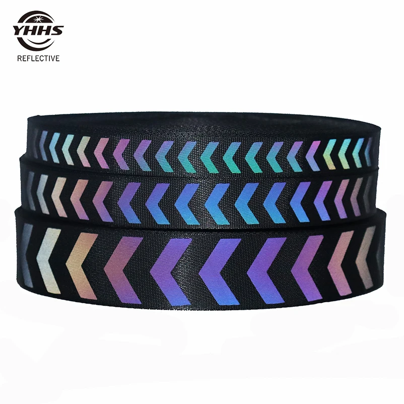 Wholesale-Rainbow-Reflective-Webbing-Black-Tape-Magic-Gradient-Garment ...