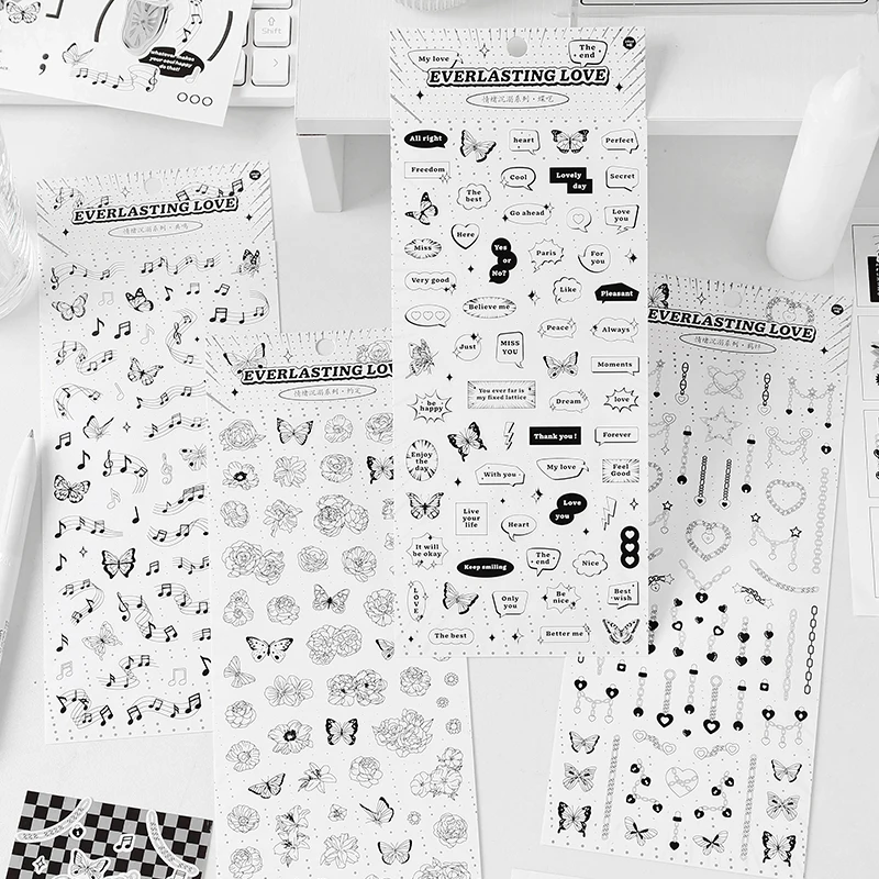 MOHAMM-1-Sheet-Black-White-Decorative-Photocard-Stickers-for-Life-Stuff ...