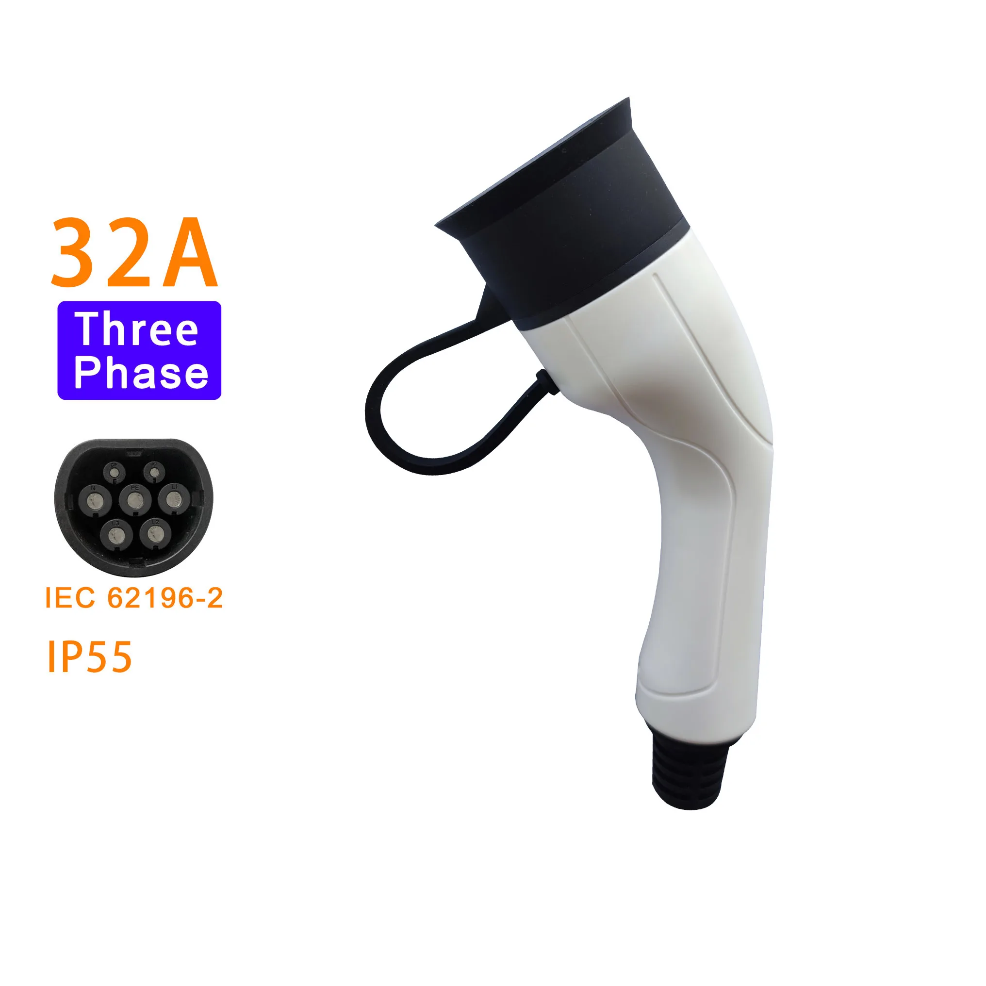 Ev Plug Adapter Type 2 Ev Charger Female Iec 62196 Convertor 16a 32a ...