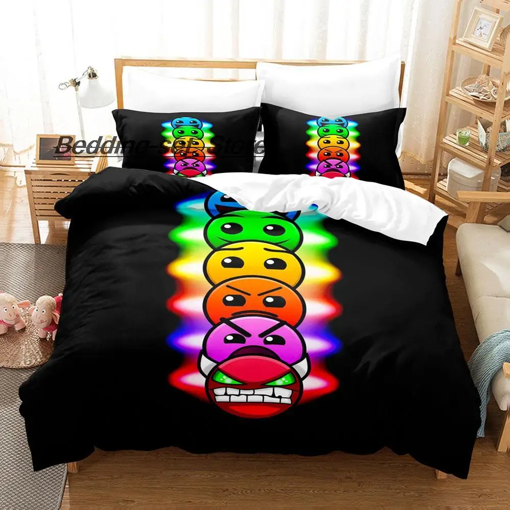 Angry-Geometry-Dash-Bedding-Set-Single-Twin-Full-Queen-King-Size-Bed ...