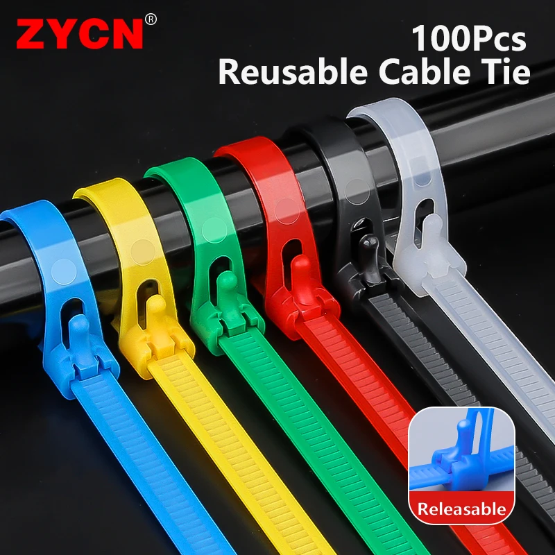 100pcs-Releasable-May-Loose-Slipknot-Nylon-Cable-Tie-Wire-Binding-Wrap ...