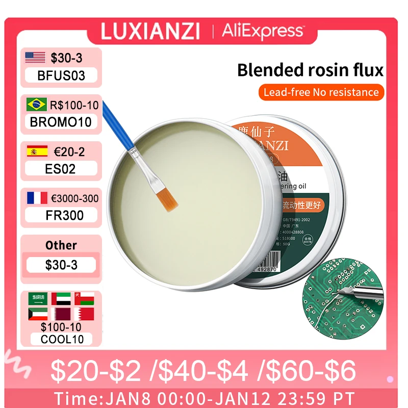 LUXIANZI 혼합 용접 오일 송진 플럭스, 전자 부품 PCB IC 전화 수리 용접 도구, 무연 납땜 주석 페이스트