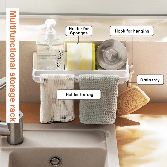 Dishcloth Holder For Kitchen Sink Kitchen Sink Faucet Shelf Sponge Dish ...