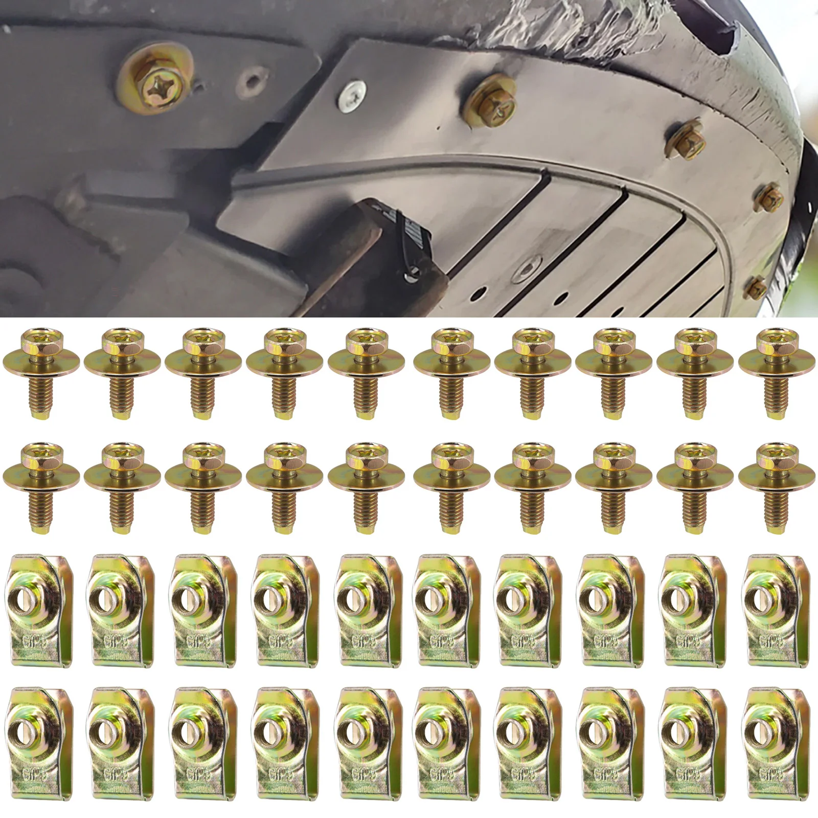 Golden-Car-Body-Bolts-U-nut-Clip-M6-Engine-Cover-Undertray-Splash ...
