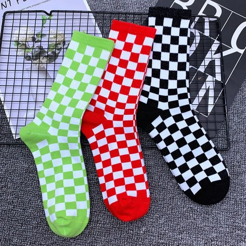 Korea-Funky-Harajuku-Trend-Women-Checkerboard-Socks-Geometric-Checkered ...