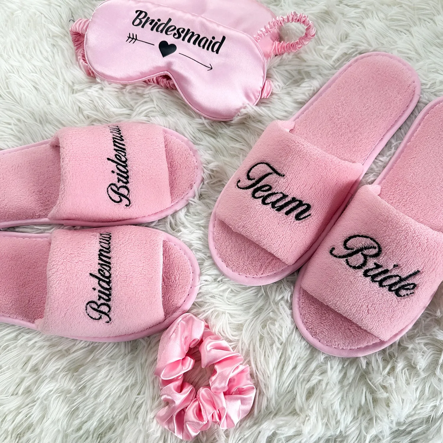 Pink Bridesmaid & Team Bride, Wedding Party Guests Home Slip On Shoes ...