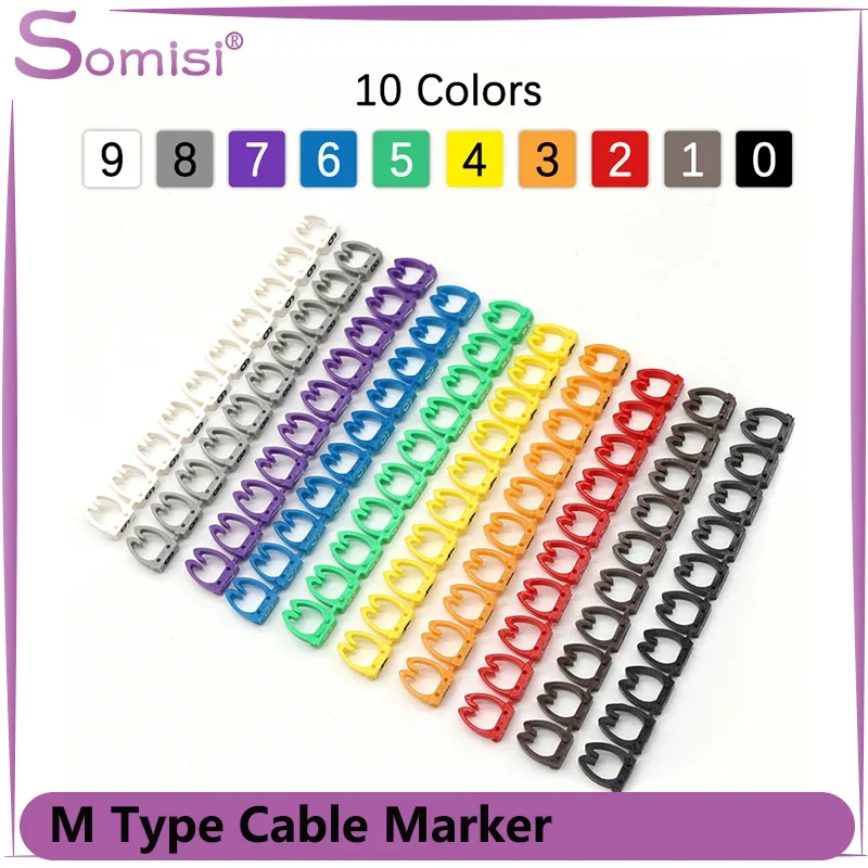 100-150pcs-M-Type-Cable-Markers-Clips-Colourful-Number-Tag-Label-For-2 ...