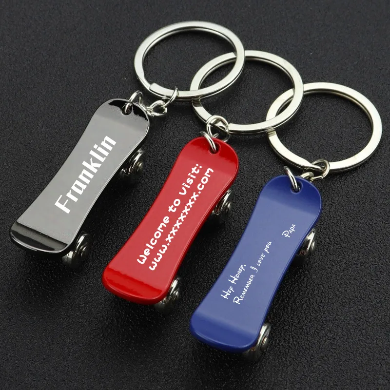 Custom-Text-Logo-Engraved-Scooter-Creative-Skateboard-Key-Ring-Metal ...