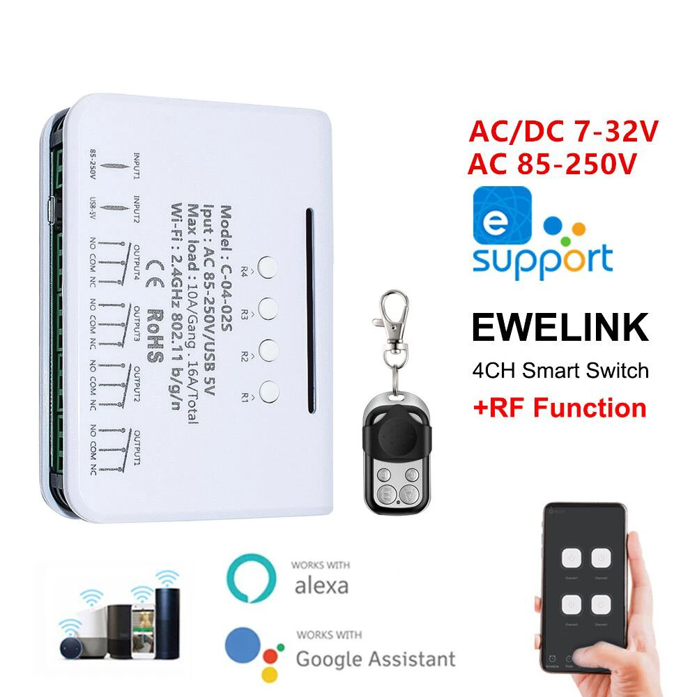 4 Channel Relay Module Alexa Remote | Wifi Smart Switch 4 Channel ...