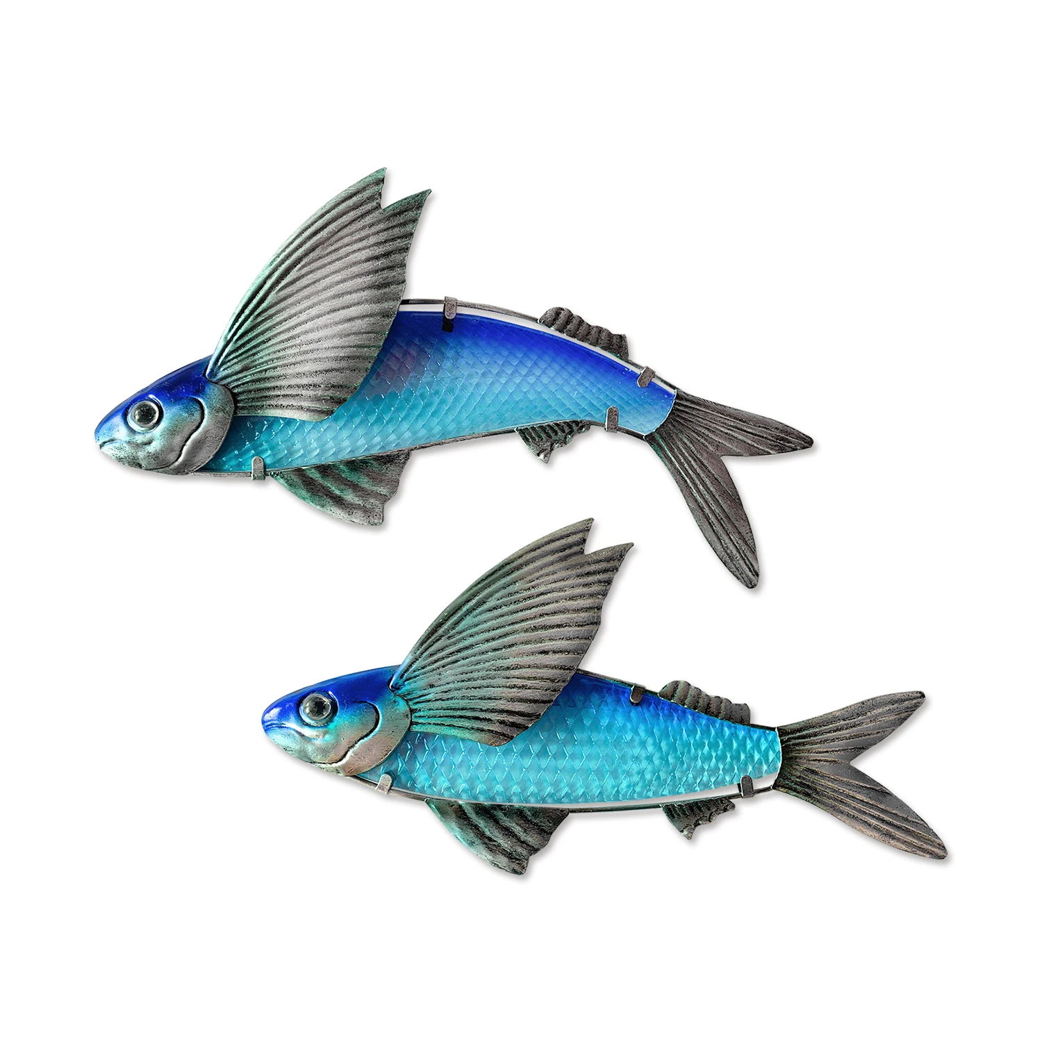 2pcs-Metal-Flying-Fish-Wall-Decor-Sculpture-Oceans-Art-Hanging-for ...