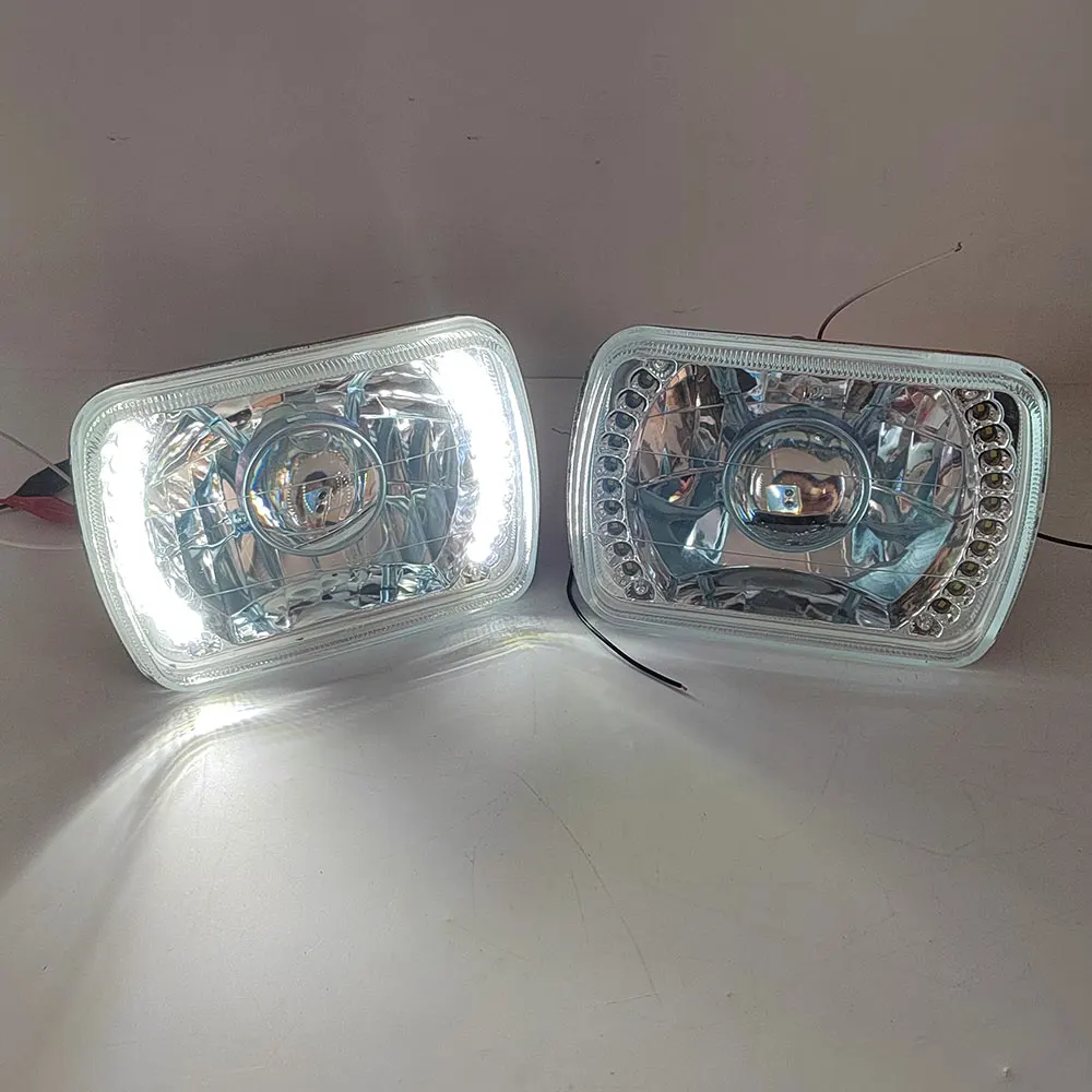 A Pair Car Headlight LED LENS 7 Inch Square Light with Lamp For Most ...