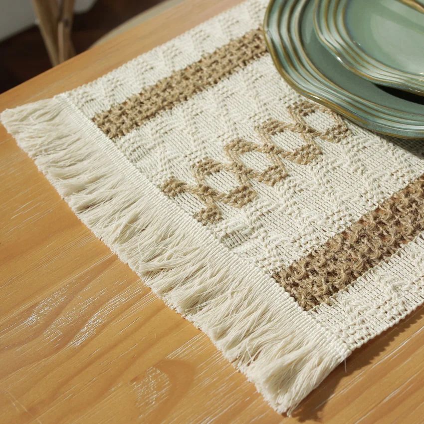 SET DE TABLE,Design 2-1 pieces--Napperons bohémiens en coton et lin ...