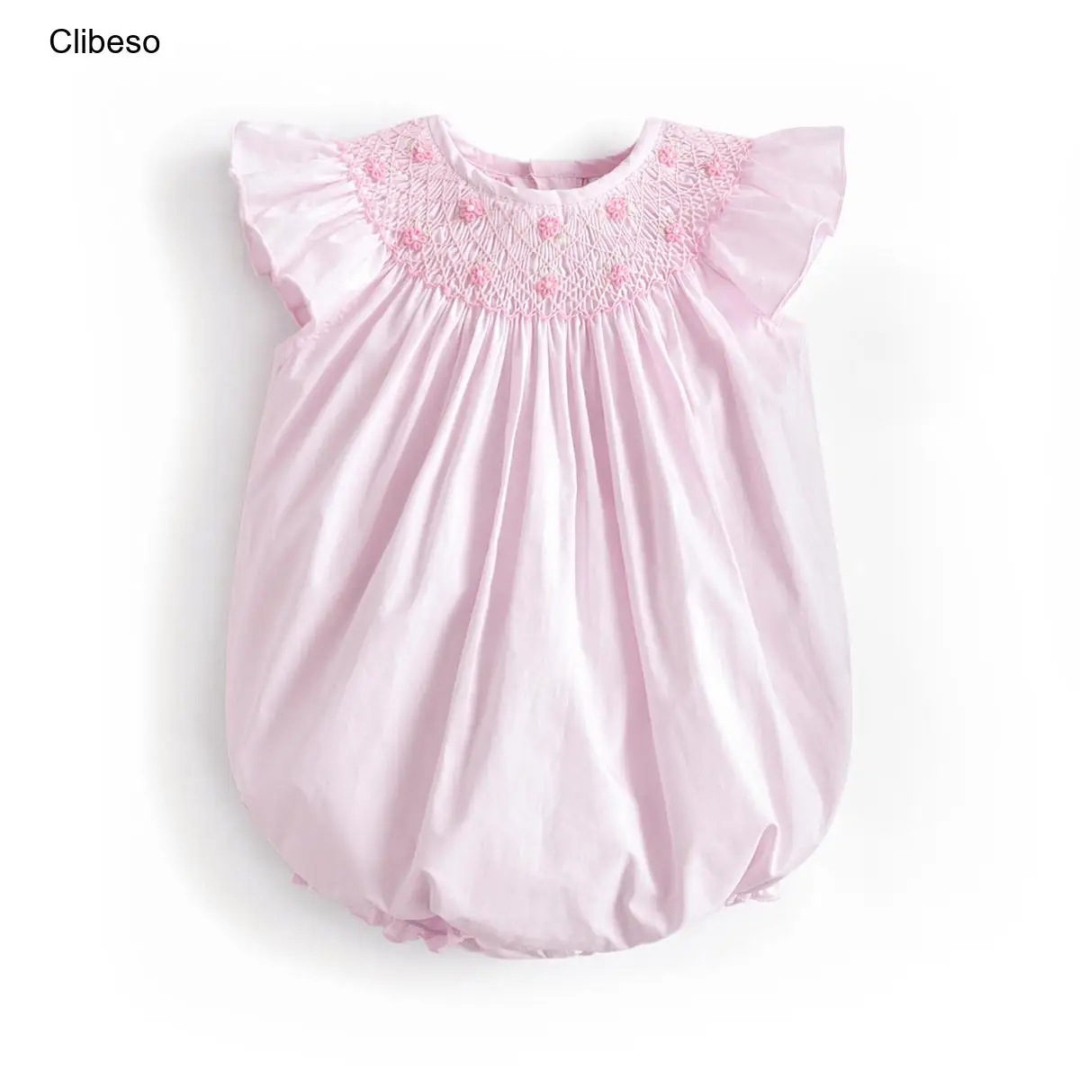 2024-Baby-Girls-Smocked-Pink-Rompers-Children-Embroidered-Spanish ...