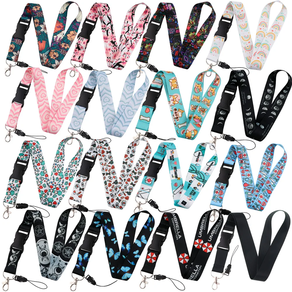 Butterfly-Moon-Pattern-Lanyard-for-Key-Neck-Strap-Card-ID-Badge-Holder ...