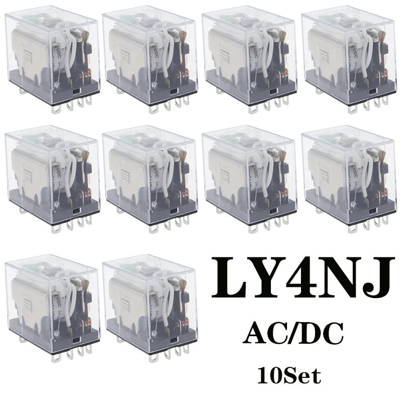 10-set-LY4NJ-HH64P-AC-110V-220V-DC-12V-DC-24V-14PIN-10A-silver-contact ...