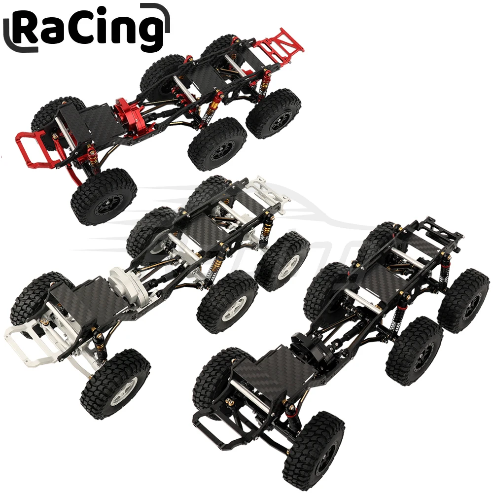 Upgraded 6×6 Carbon Fiber Chassis Car Frame with Metal Axles Wheel Rims Low Center Gravity ...