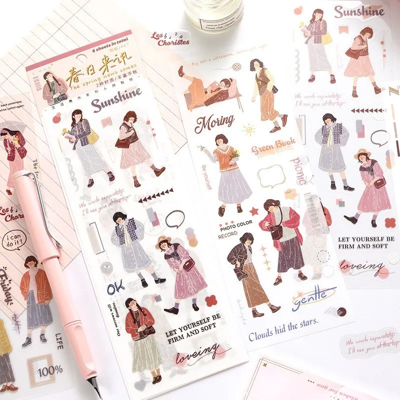 6-Pcs-Girls-Travel-Stickers-Scrapbook-Planners-Journal-Notebooks ...