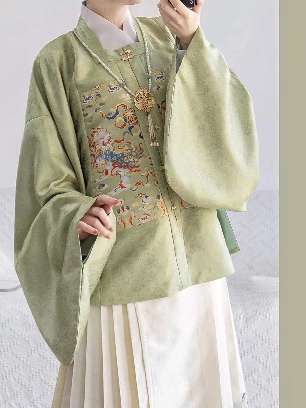 Original-Hanfu-Short-Jacket-Imitation-Makeup-Floral-Satin-Horse-Face ...