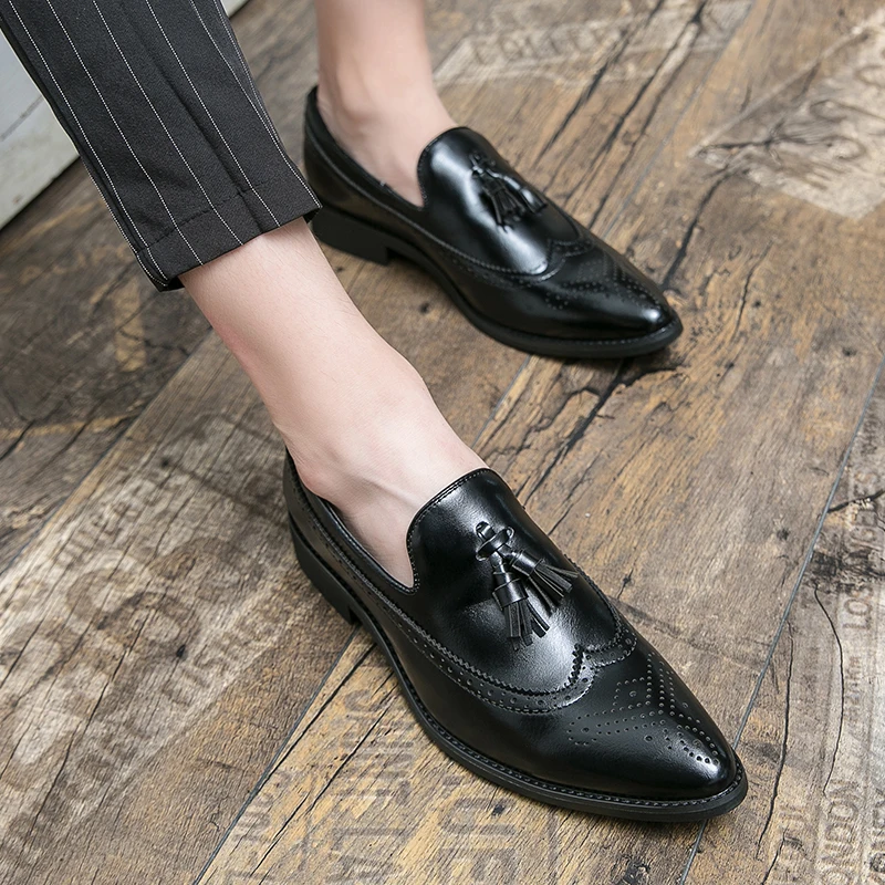 Italy-Classic-Retro-Brogue-Shoes-Patent-Leather-Mens-Lace-Up-Dress ...
