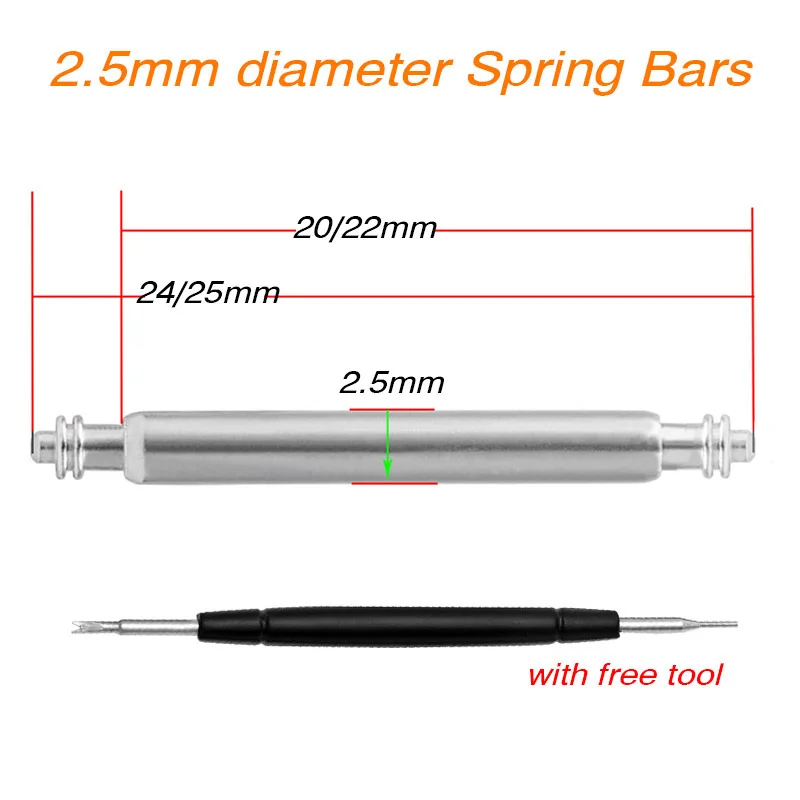 Diameter 2.5mm Watch Band Pin Full Stainless Steel Spring Bars for ...