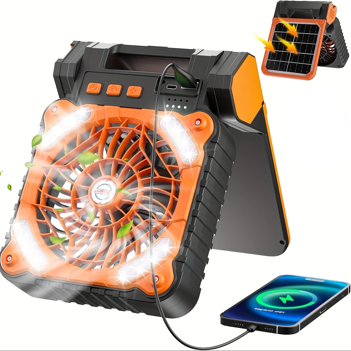 Portable-Solar-Fan-10400mAh-LED-Lighting-Rechargeable-Solar-Camping-Fan ...