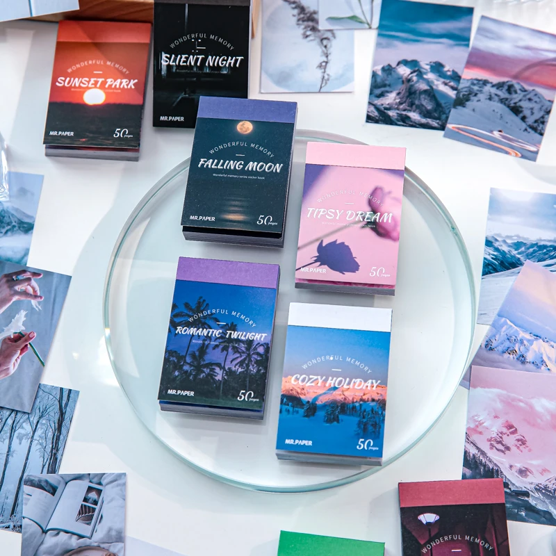 50pcs-ins-style-Copperplate-Paper-Sticker-Bean-Book-Landscape-Book ...