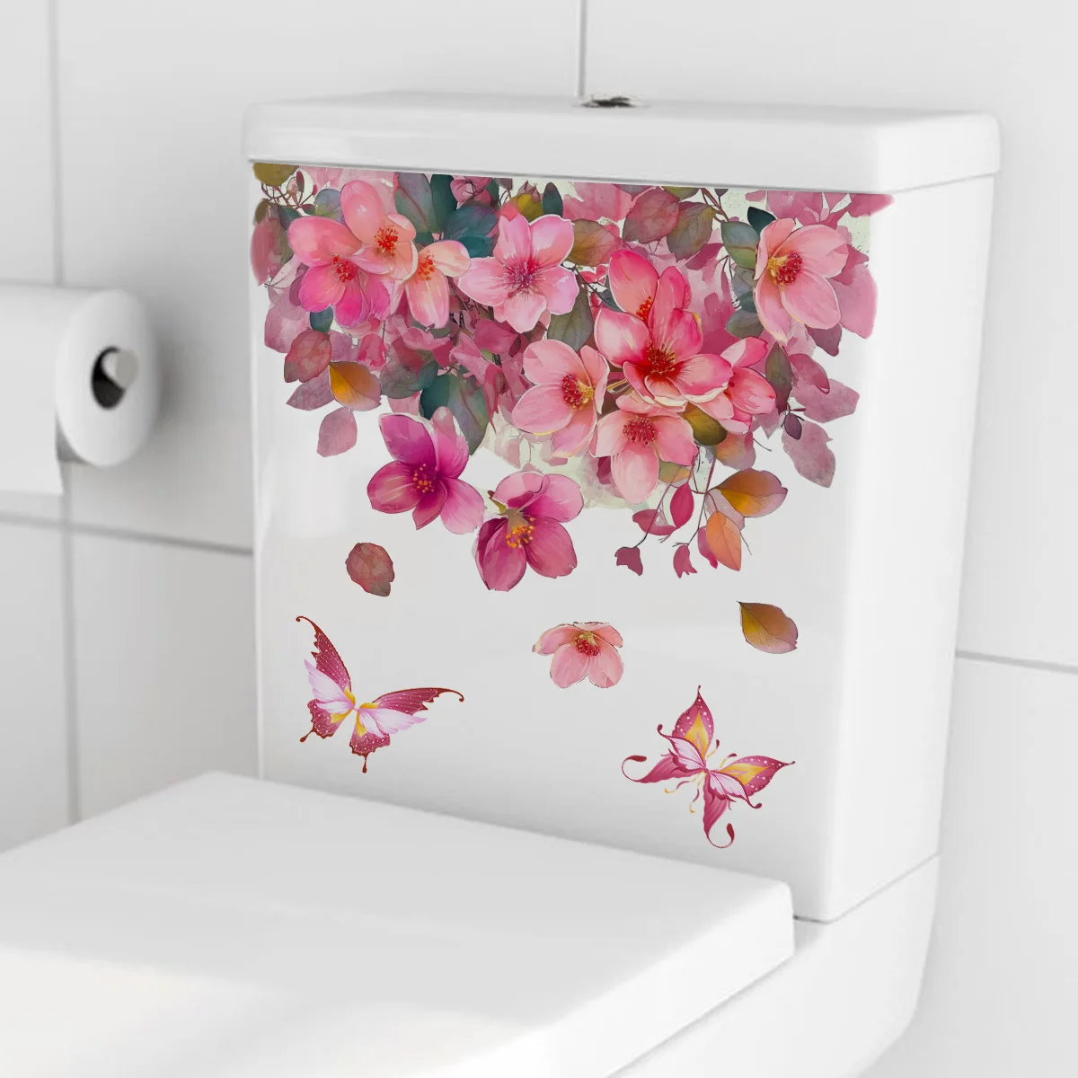 Colorful-Flowers-Toilet-Sticker-WC-Self-Adhesive-Mural-Stickers ...