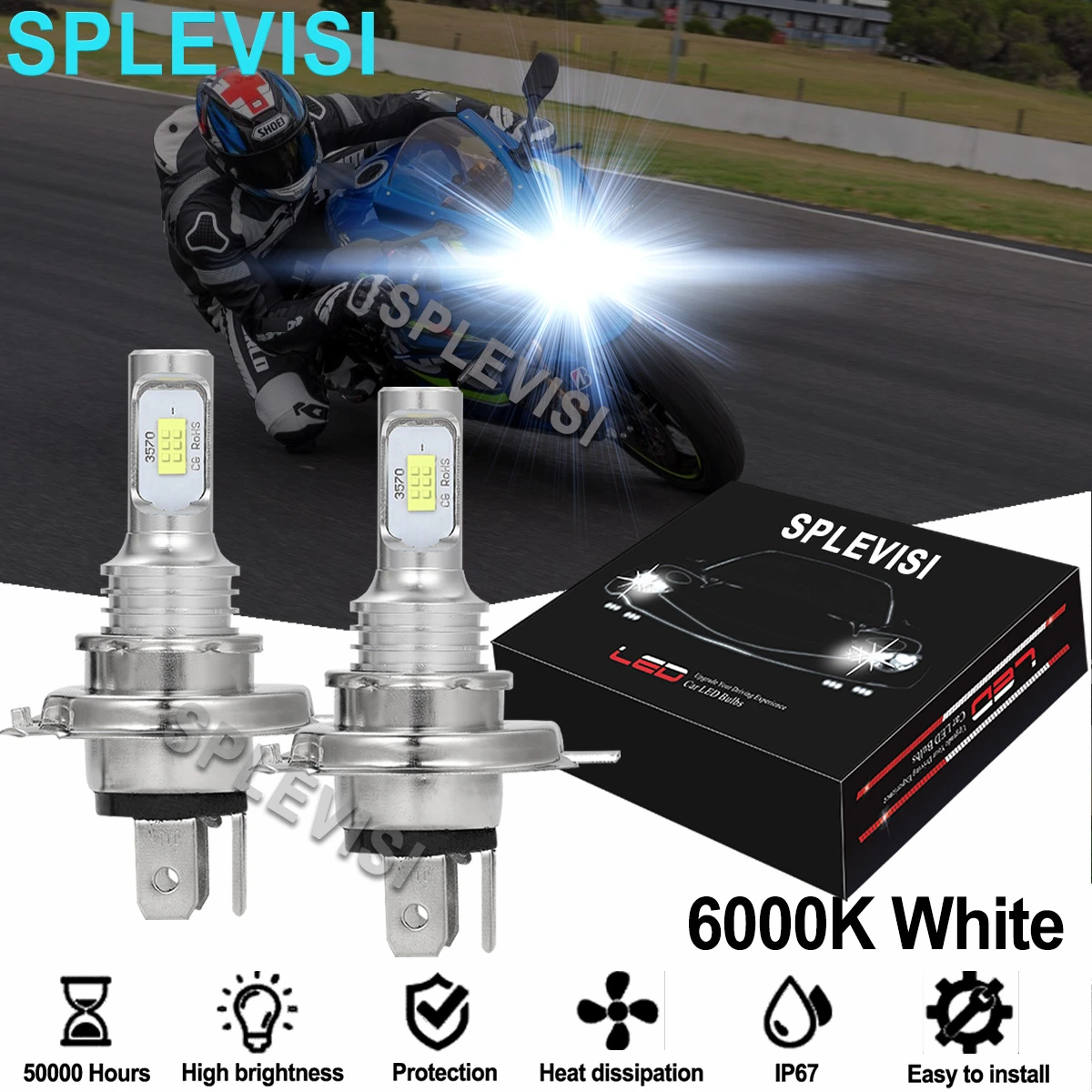 2pcs White Led Motorcycle Headlight Bulbs 6000k For Suzuki Gsxs 1000 2015 2016 2017 2018 2019 ...