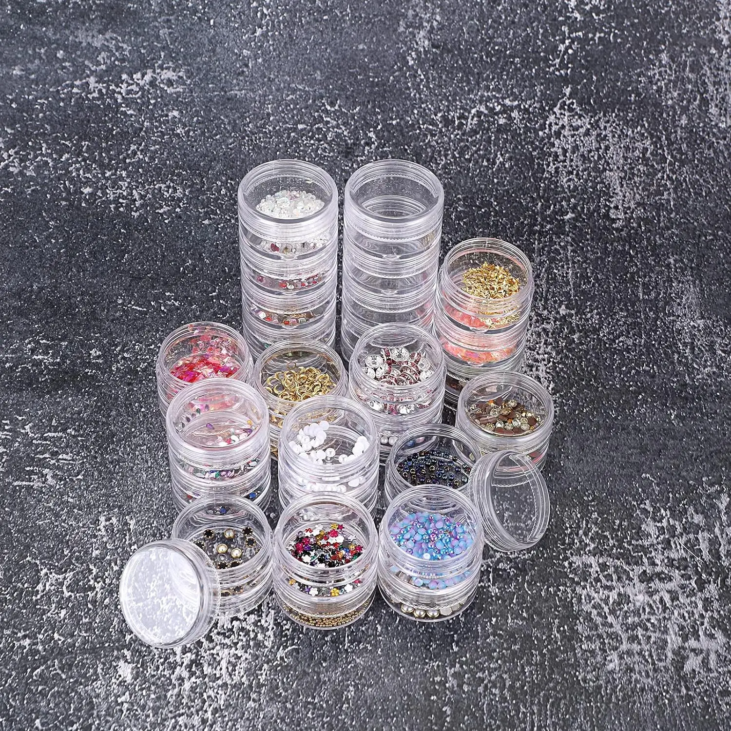 Round Plastic Bead Containers Wholesale BENECREAT 15G/15ML Stackable