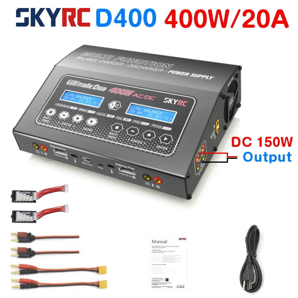 SKYRC-D400-400W-20A-Dual-Smart-Balance-Charger-For-2-7S-LiPo-LiFe-LiIon ...