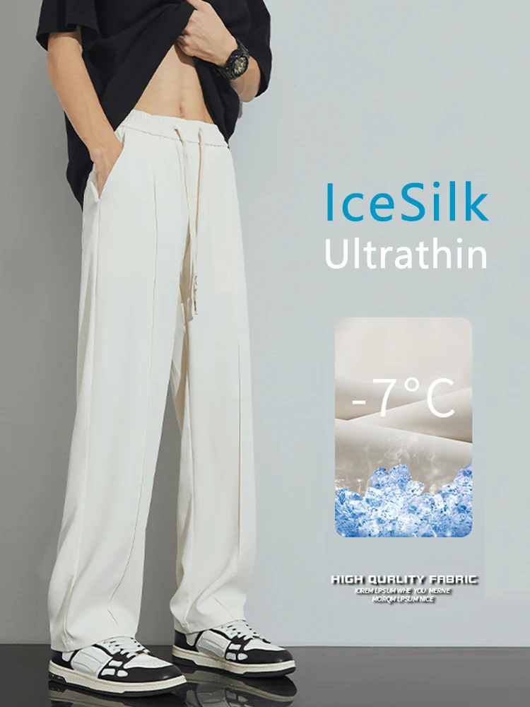 Pantalones-finos-de-seda-de-hielo-para-hombre-ropa-informal-de-verano ...