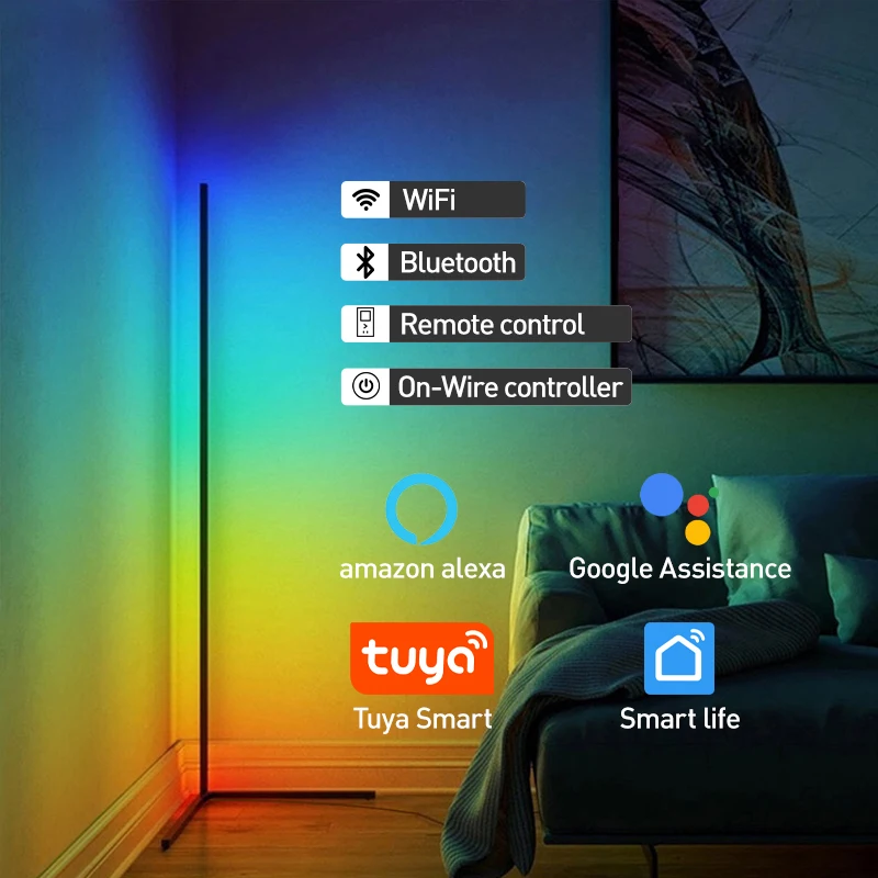 RGB-LED-Floor-lamp-180CM-Smart-APP-Remote-Control-Modern-Corner-Floor ...