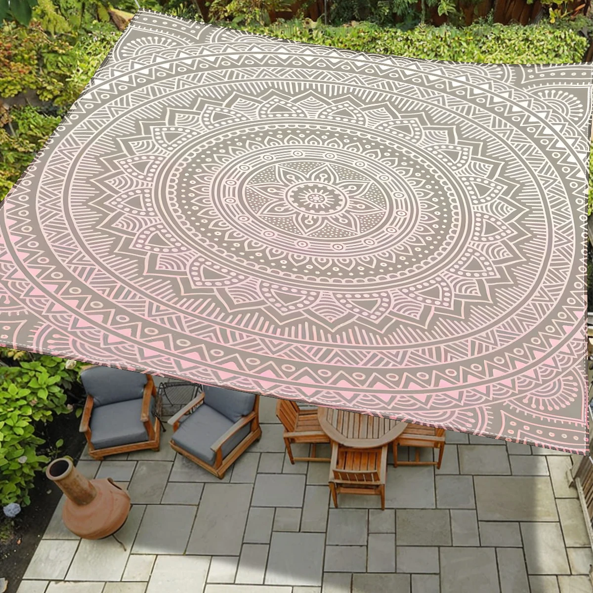1Pc Outdoor Thickened Waterproof Sunshade Gradient Circular Mandala ...