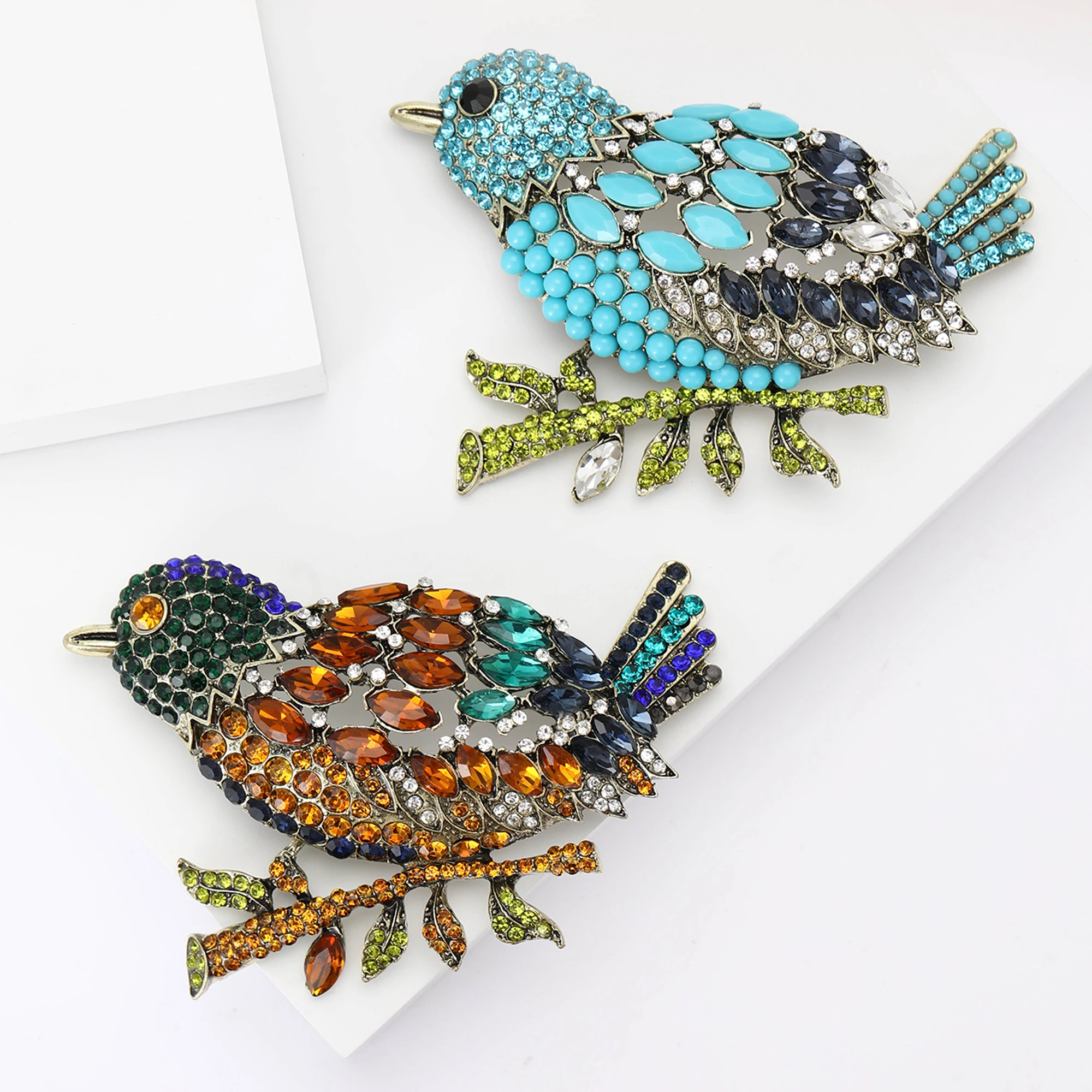 Rhinestone-Heavy-Industry-Sparrow-Brooch-for-Women-Unisex-Glass-Bird ...