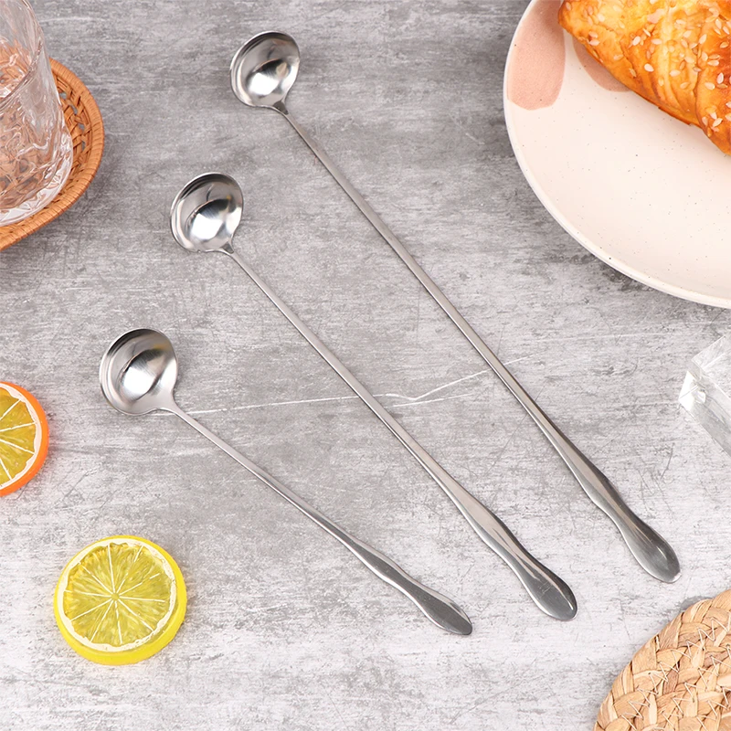 1Pc Stainless Steel Long Handle Stir Spoon Creative Ice Cream Dessert ...