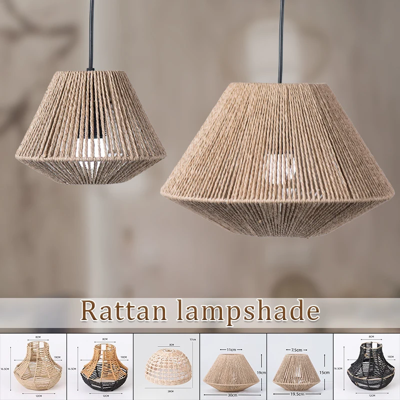 Imitation Rattan Weave Lamp Shade Rustic Style Light Cover Rattan ...
