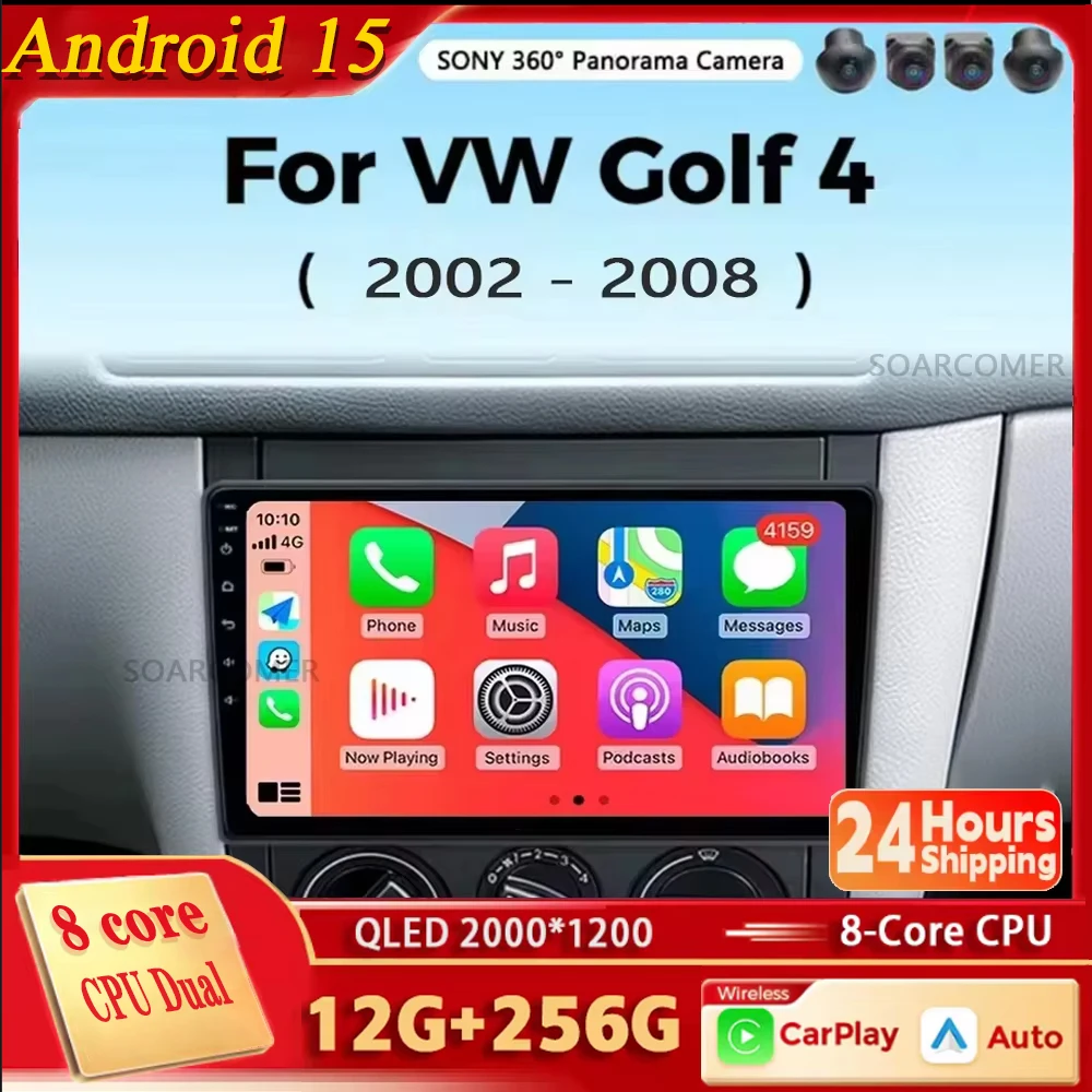 Car Radio Android 15 For Volkswagen VW Golf 4 IV 2002-2008 Jetta MK4 ...