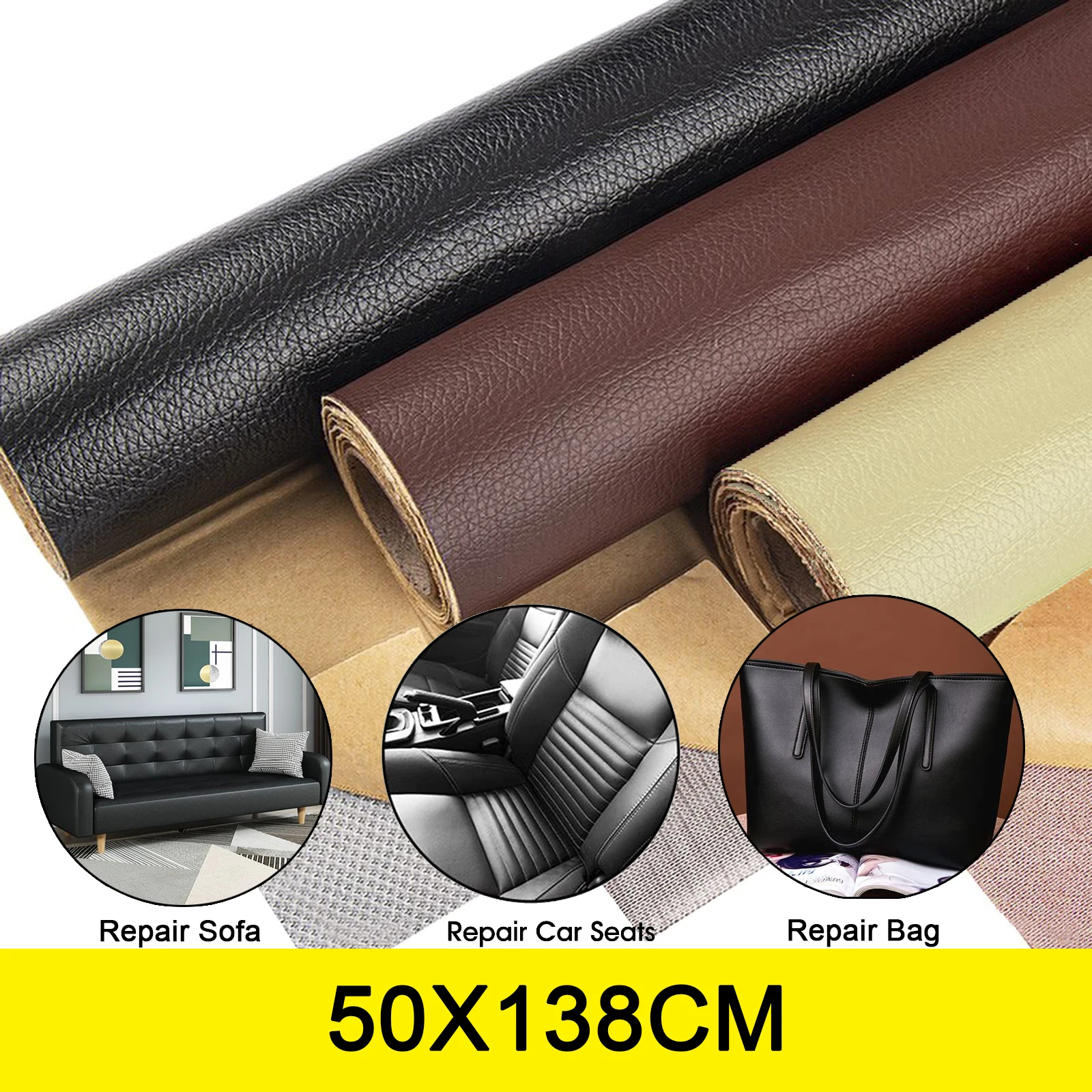 Self Adhesive Leather Patch For Car Sofa Furniture Repair Faux Fabric ...