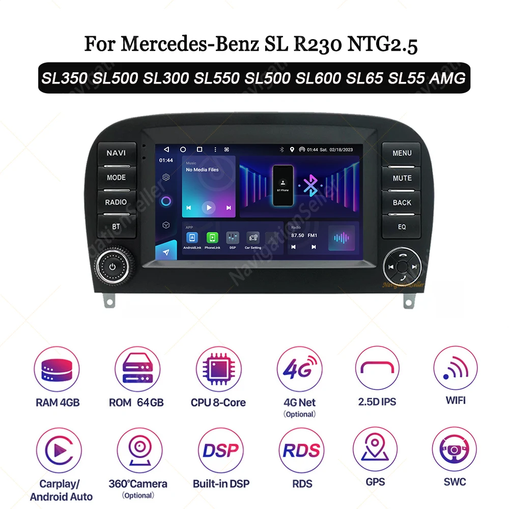 Android13-Car-Radio-Stereo-for-Mercedes-Benz-R230-SL350-SL500-SL55 ...