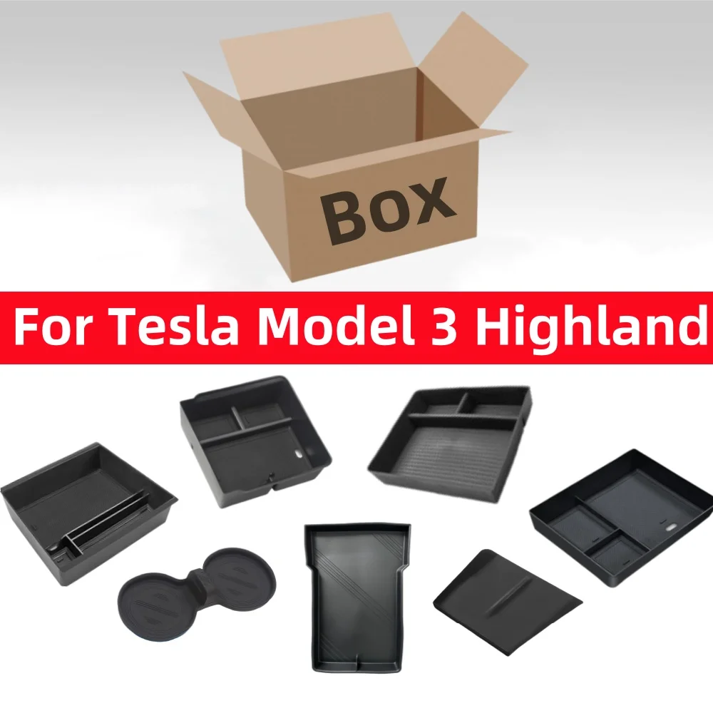 For-Tesla-Model-3-Highland-2024-Central-Control-Storage-Box-Armrest ...
