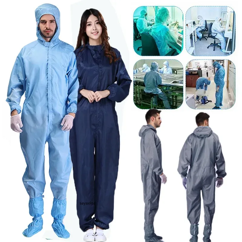 Man-Woman-Dust-proof-Anti-Static-Hooded-Cleanroom-Garment-Unisex ...