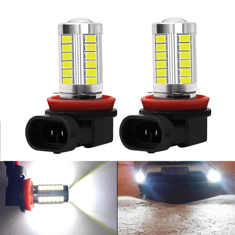 2pcs H11 HB4 9006 HB3 9005 Carro LEVOU Luz de nevoeiro Lâmpada LED H10 H8 H16 H9 5630SMD 600LM ...