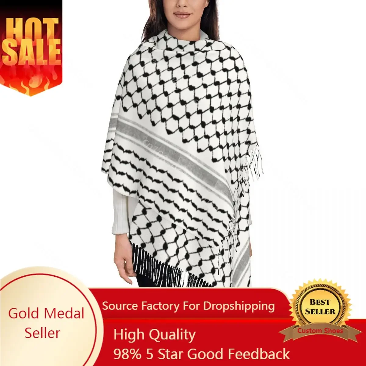 Palestinian-Hatta-Kufiya-Folk-Shawls-Wraps-Women-Winter-Large-Soft ...
