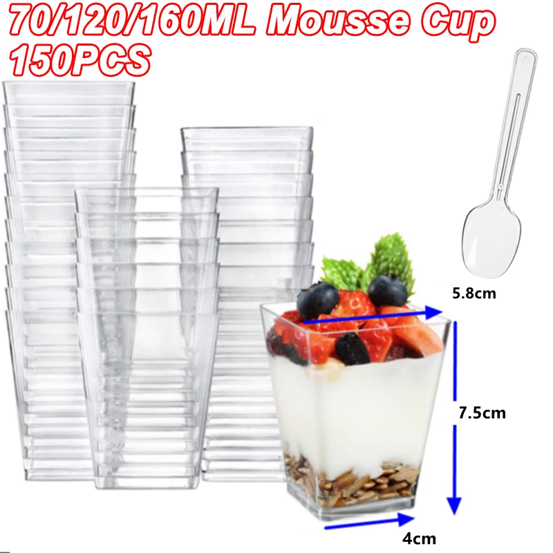 150Pcs-Disposable-Plastic-Mousse-Cup-Ladder-Shaped-Cup-Pudding-Cup ...