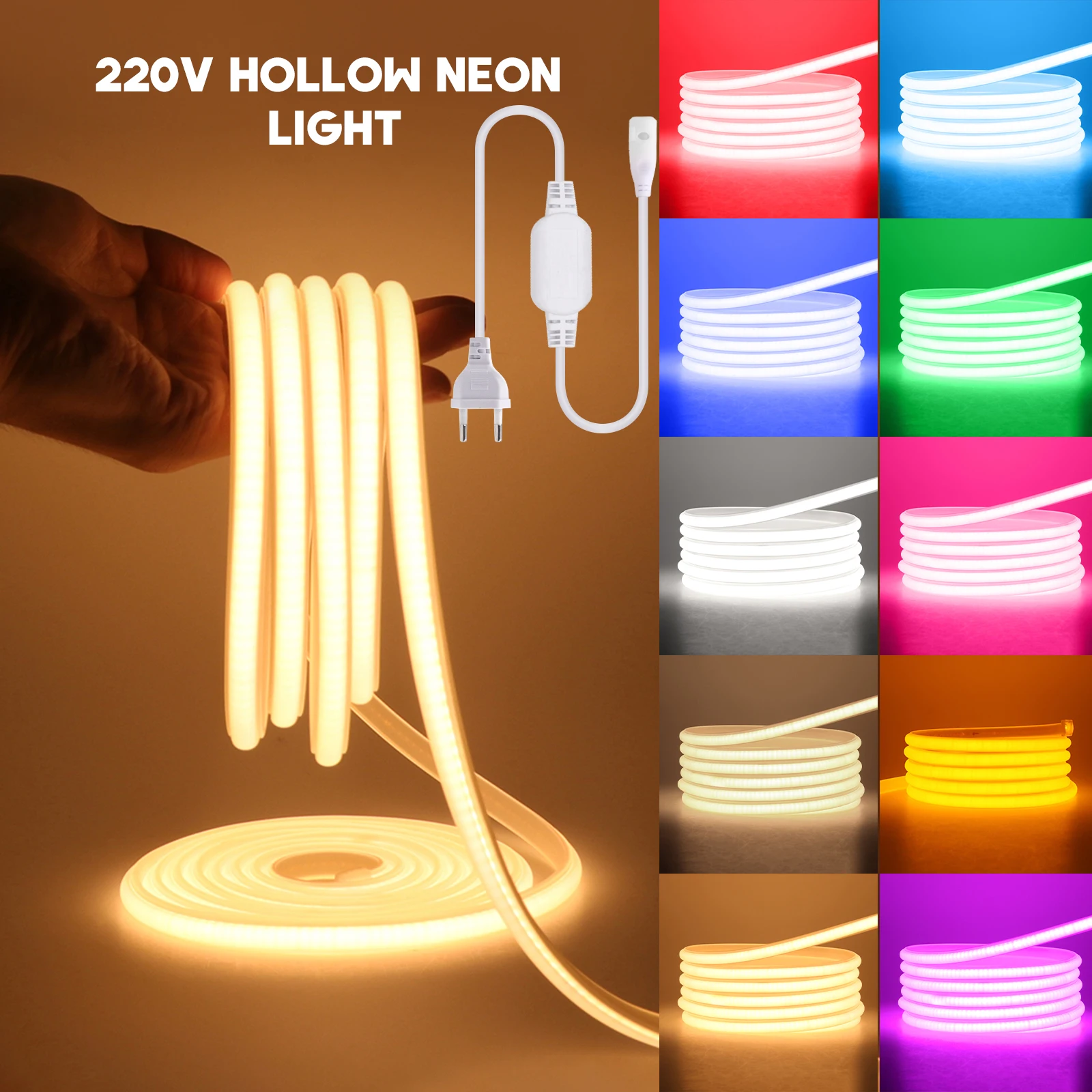 COB-Neon-LED-Strip-Light-para-Decora-o-de-Jardim-Fita-LED-Plugue-UE-ao ...